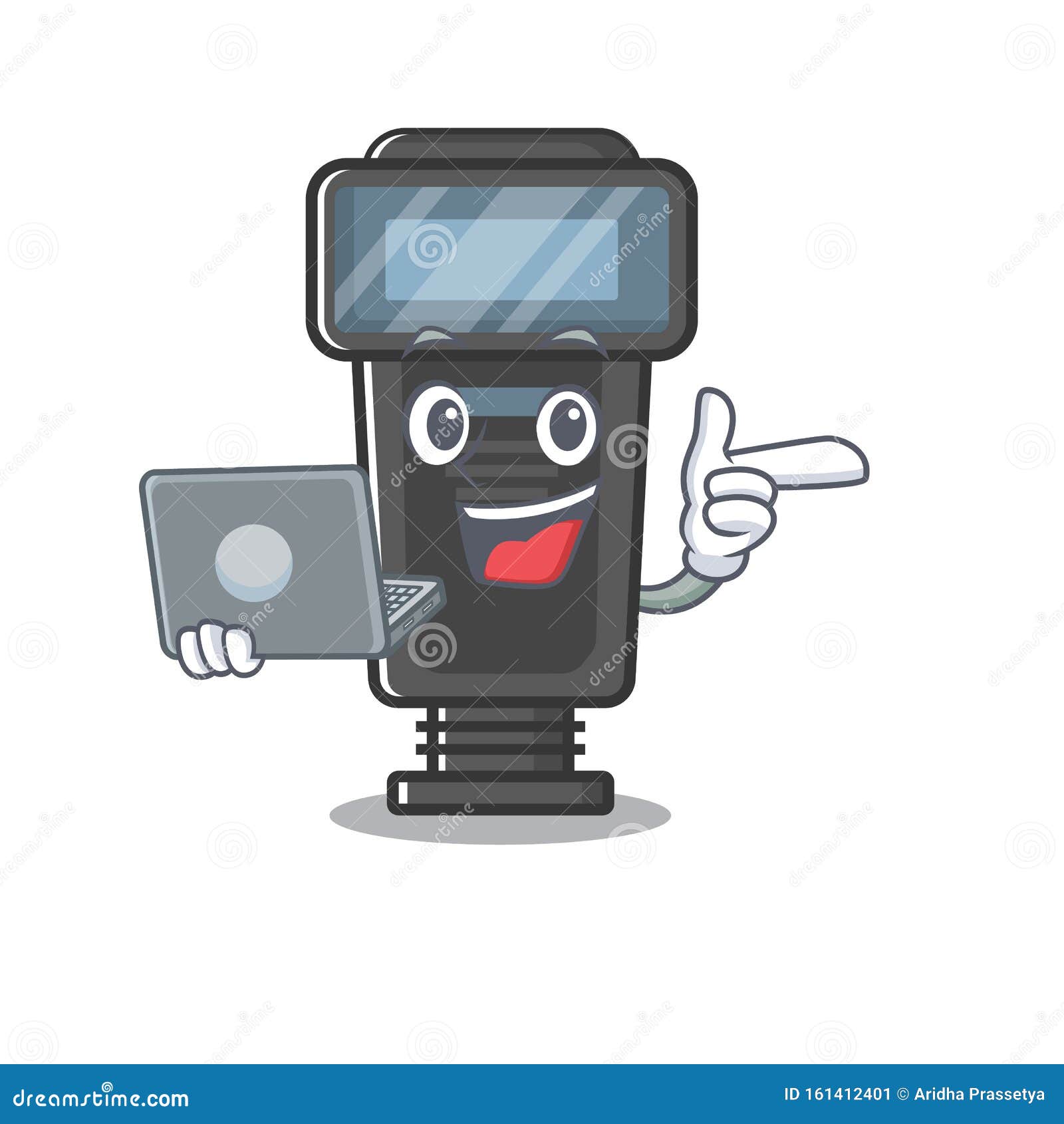 With Laptop Camera Flash in the Cartoon Shape Stock Vector ...