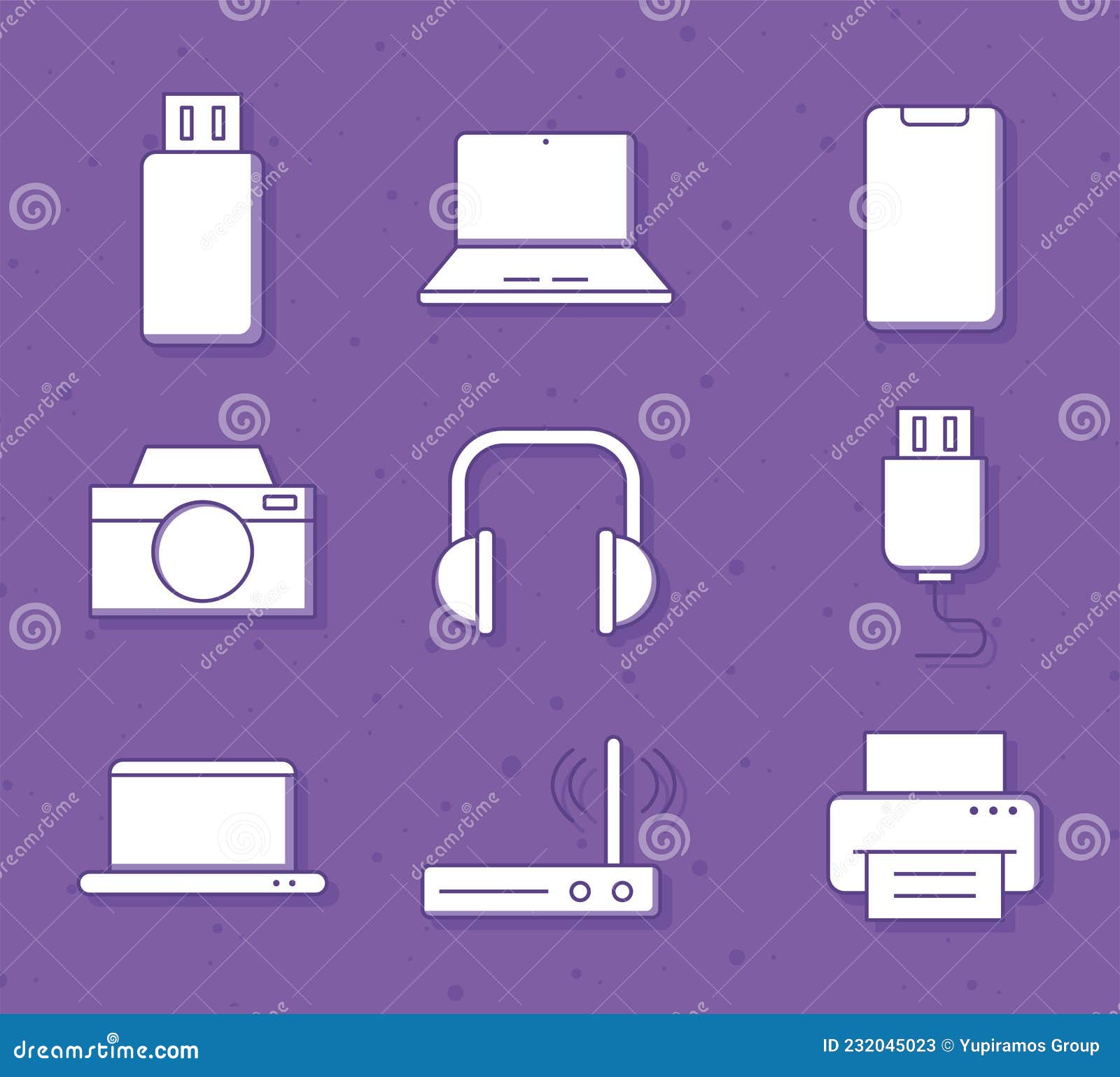 Laptop camera and printer stock vector. Illustration of computer ...