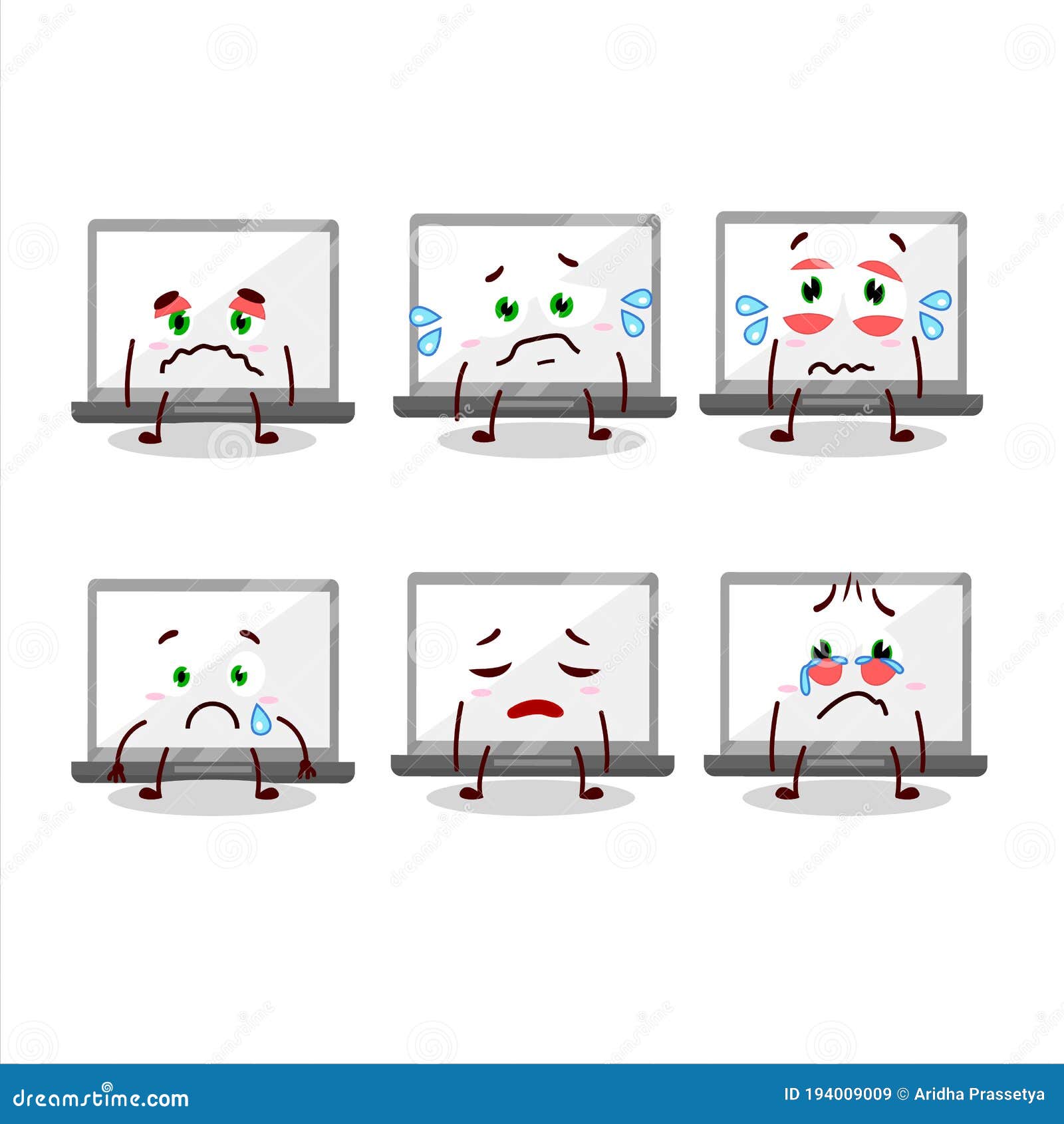 Laptop Cartoon in Character with Sad Expression Stock Vector ...