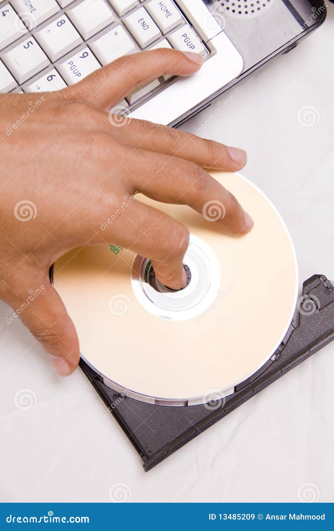 Laptop with CD in the tray stock image. Image of eject - 13485209