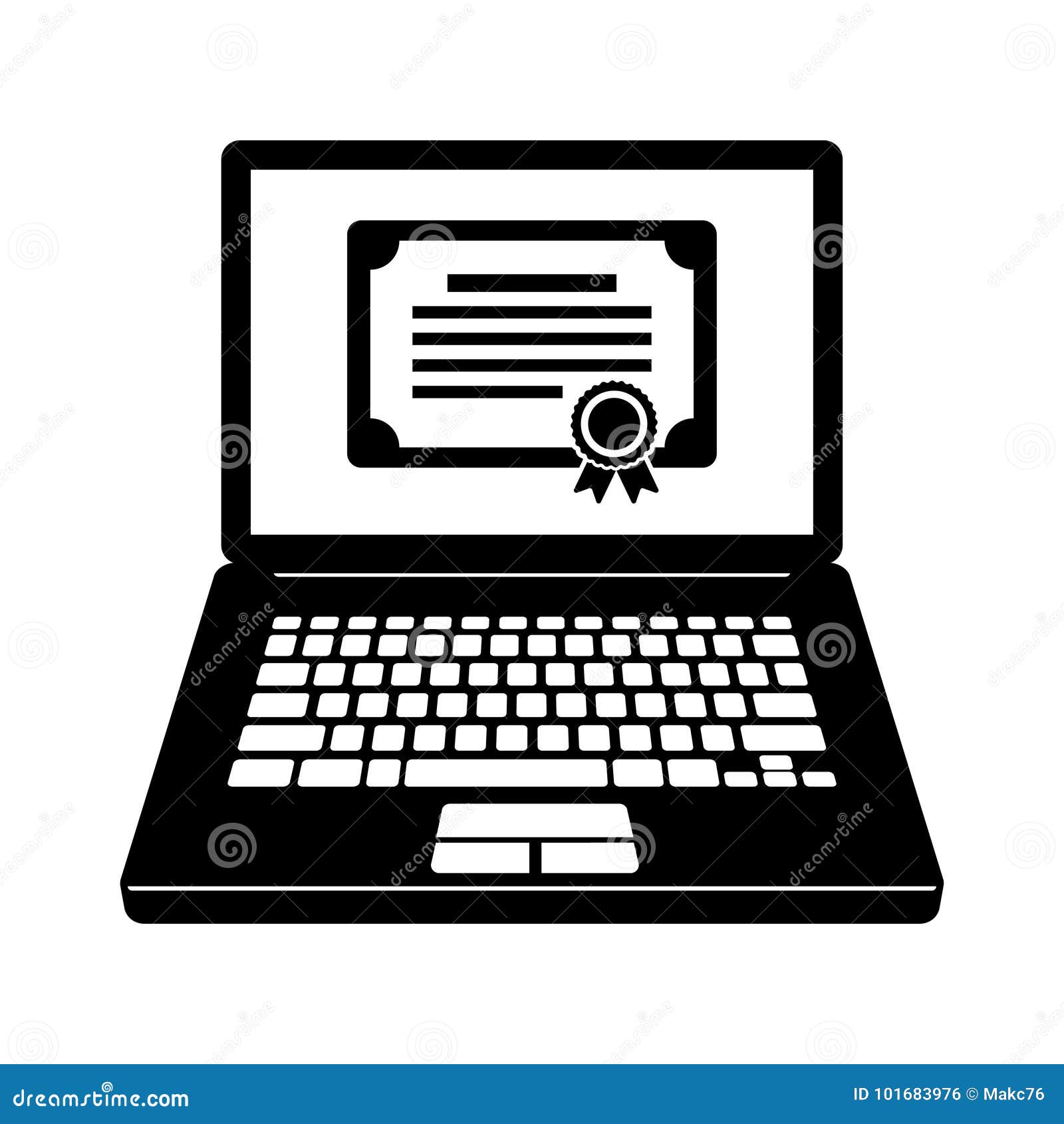 Laptop and Certificate Vector Icon Stock Vector - Illustration of ...