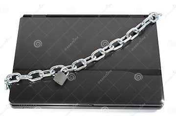 Laptop with chain stock image. Image of firewall, safety - 11845349