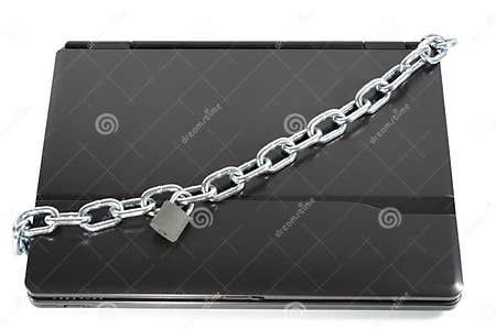 Laptop with chain stock image. Image of firewall, safety - 11845349