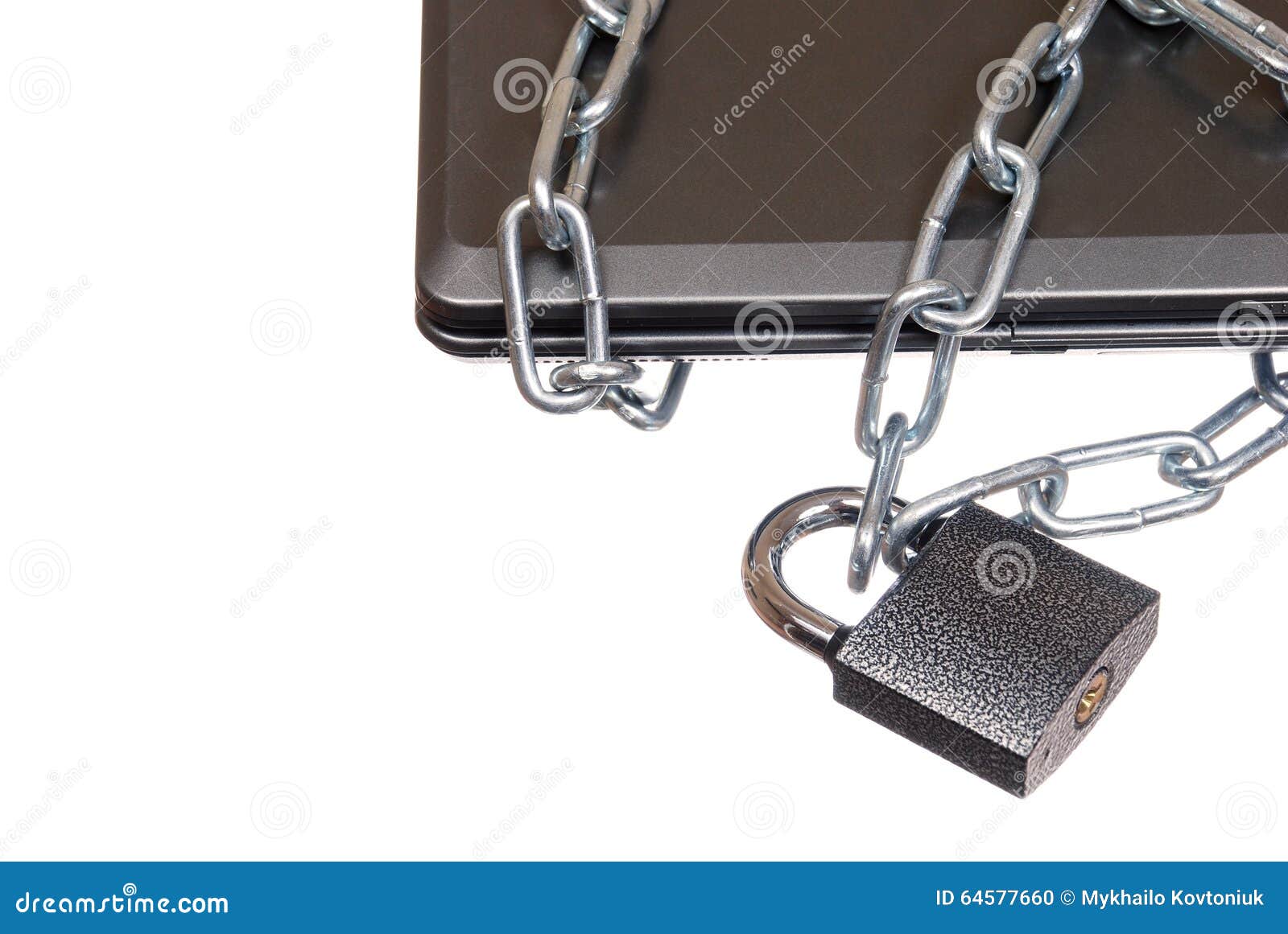 Laptop in the chain stock photo. Image of identity, protection - 64577660