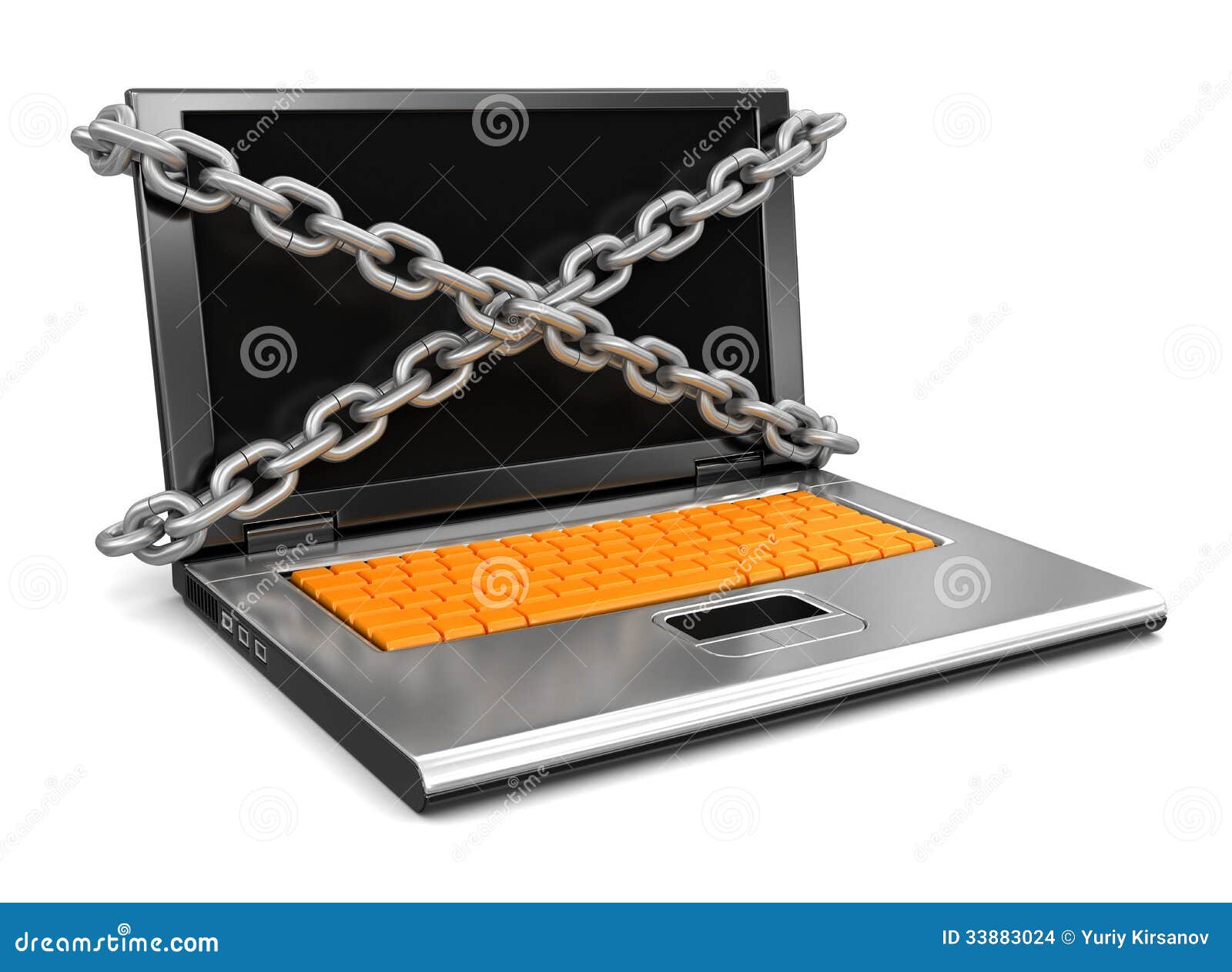 Laptop and Chain (clipping Path Included) Stock Illustration ...