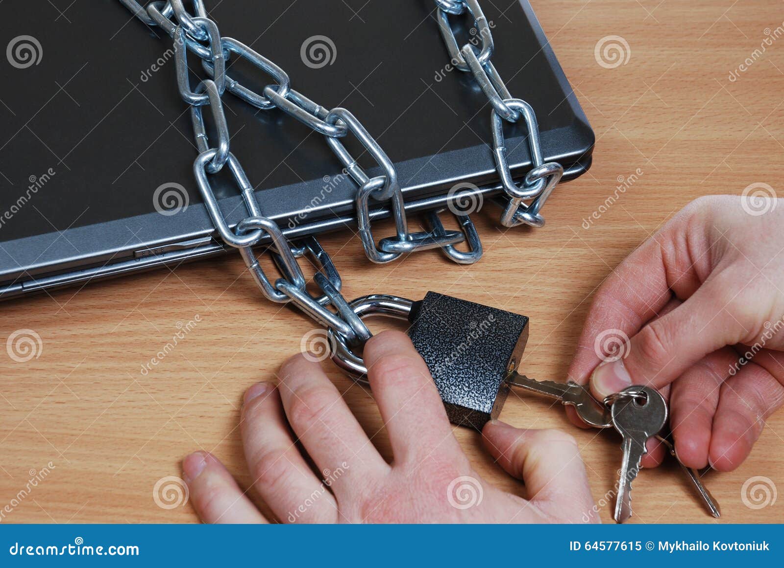 Laptop in the chain stock image. Image of concepts, stealing - 64577615