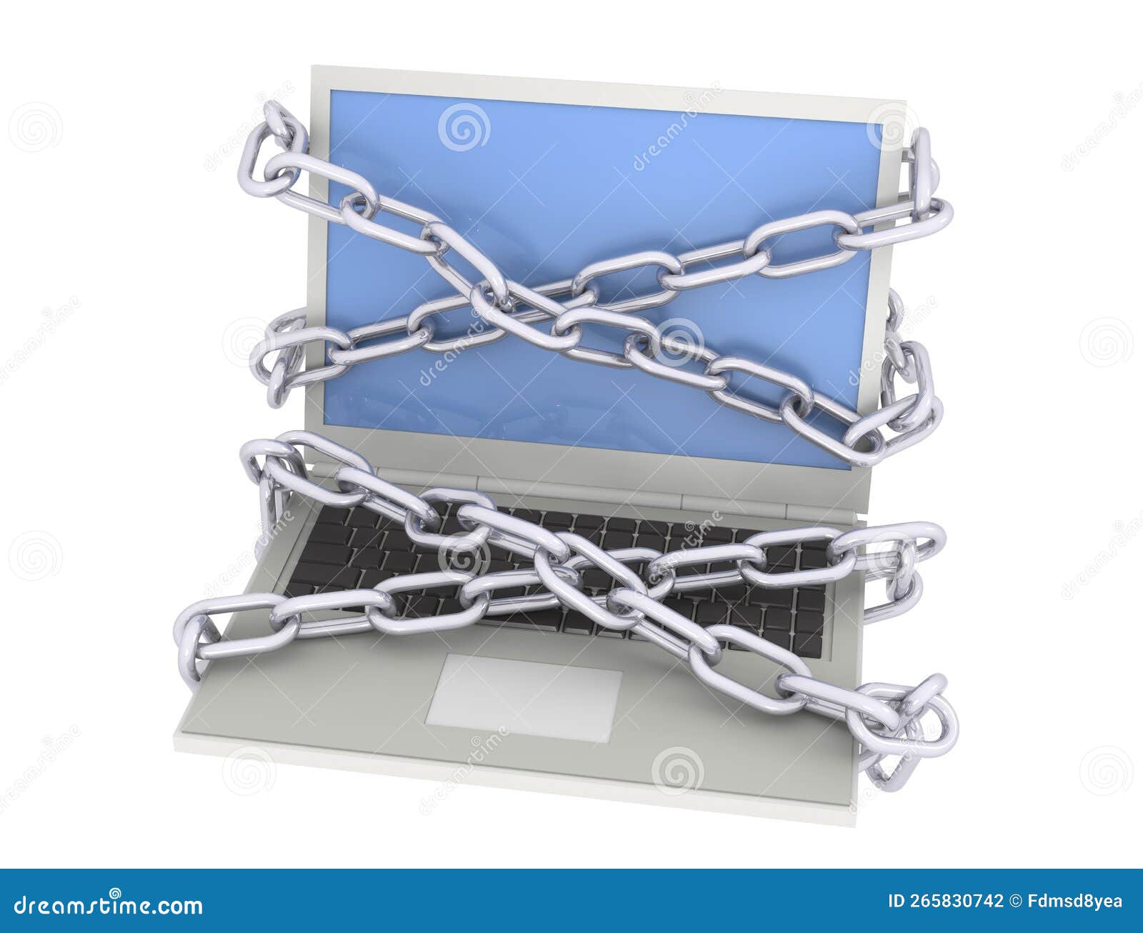Laptop with chain stock illustration. Illustration of password - 265830742