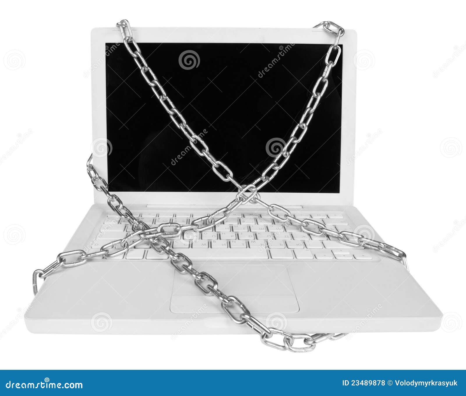 Laptop with chains stock photo. Image of firewall, danger - 23489878
