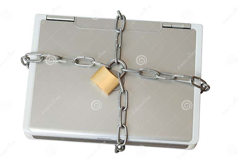 Laptop in Chains stock photo. Image of padlock, computer - 7120356