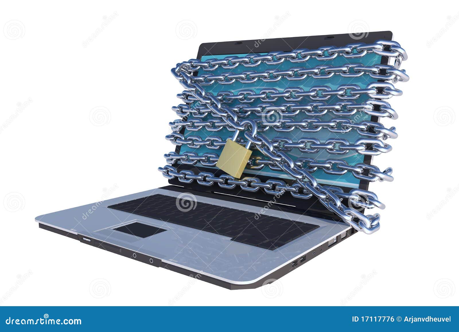 Laptop with Chains Around Screen Stock Illustration - Illustration of ...
