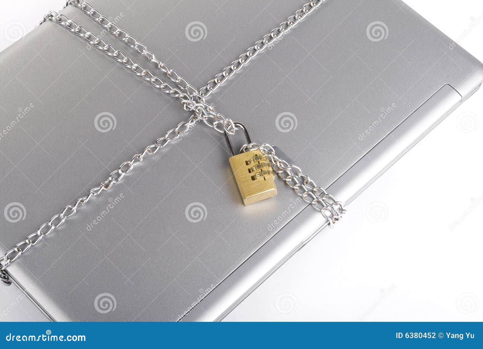 Laptop with Chains and Lock Stock Photo - Image of closed, chained: 6380452