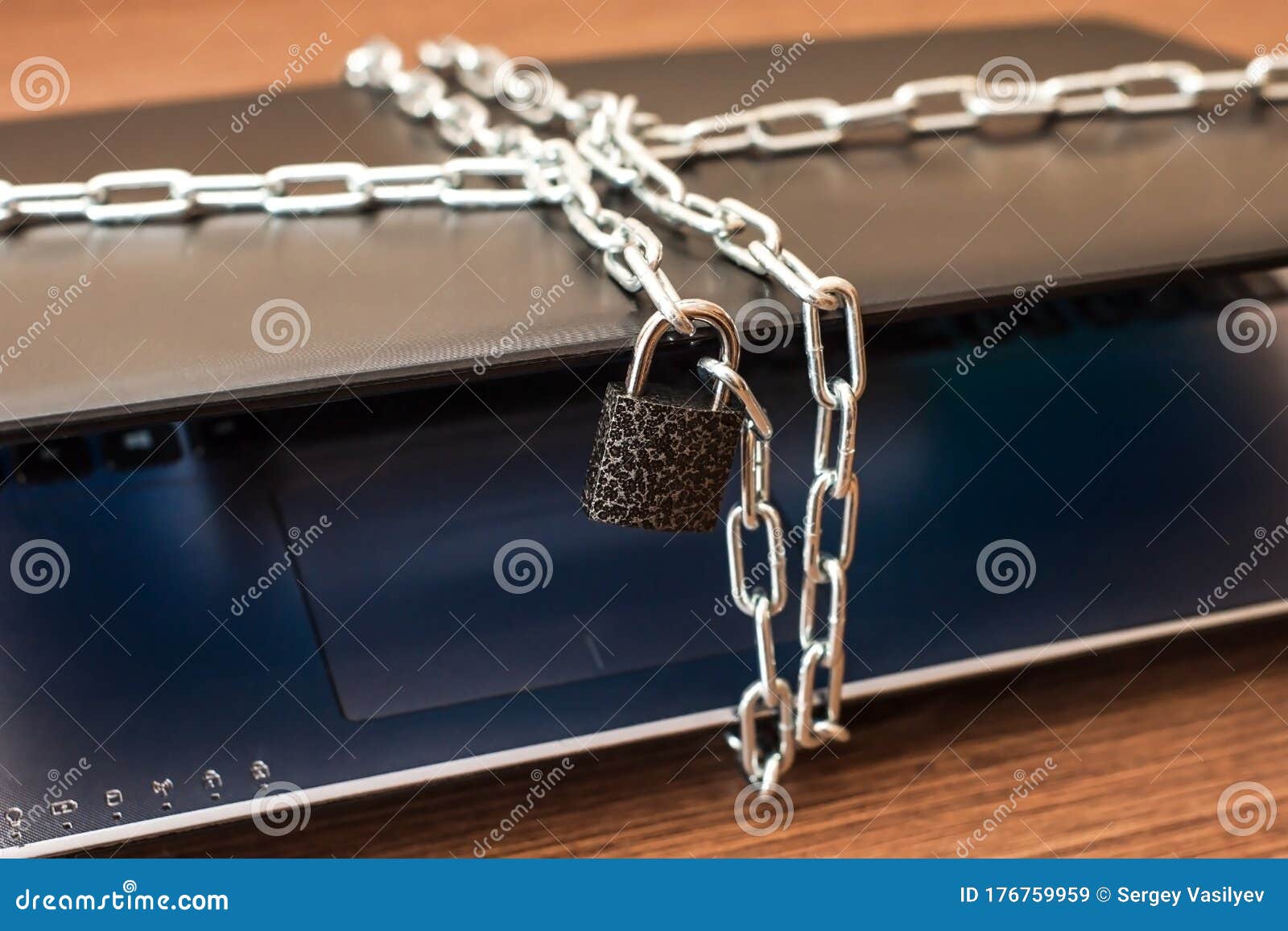 Laptop with Chains and Lock. Stock Image - Image of equipment, idea ...