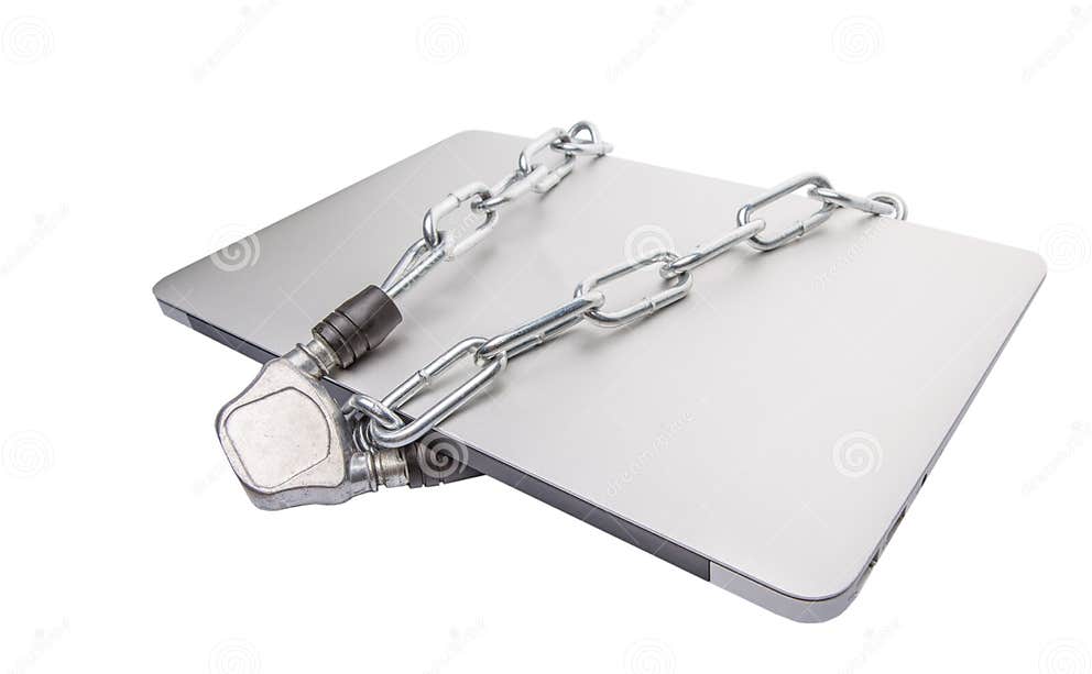Laptop and Chains VIII stock photo. Image of privacy - 37931138