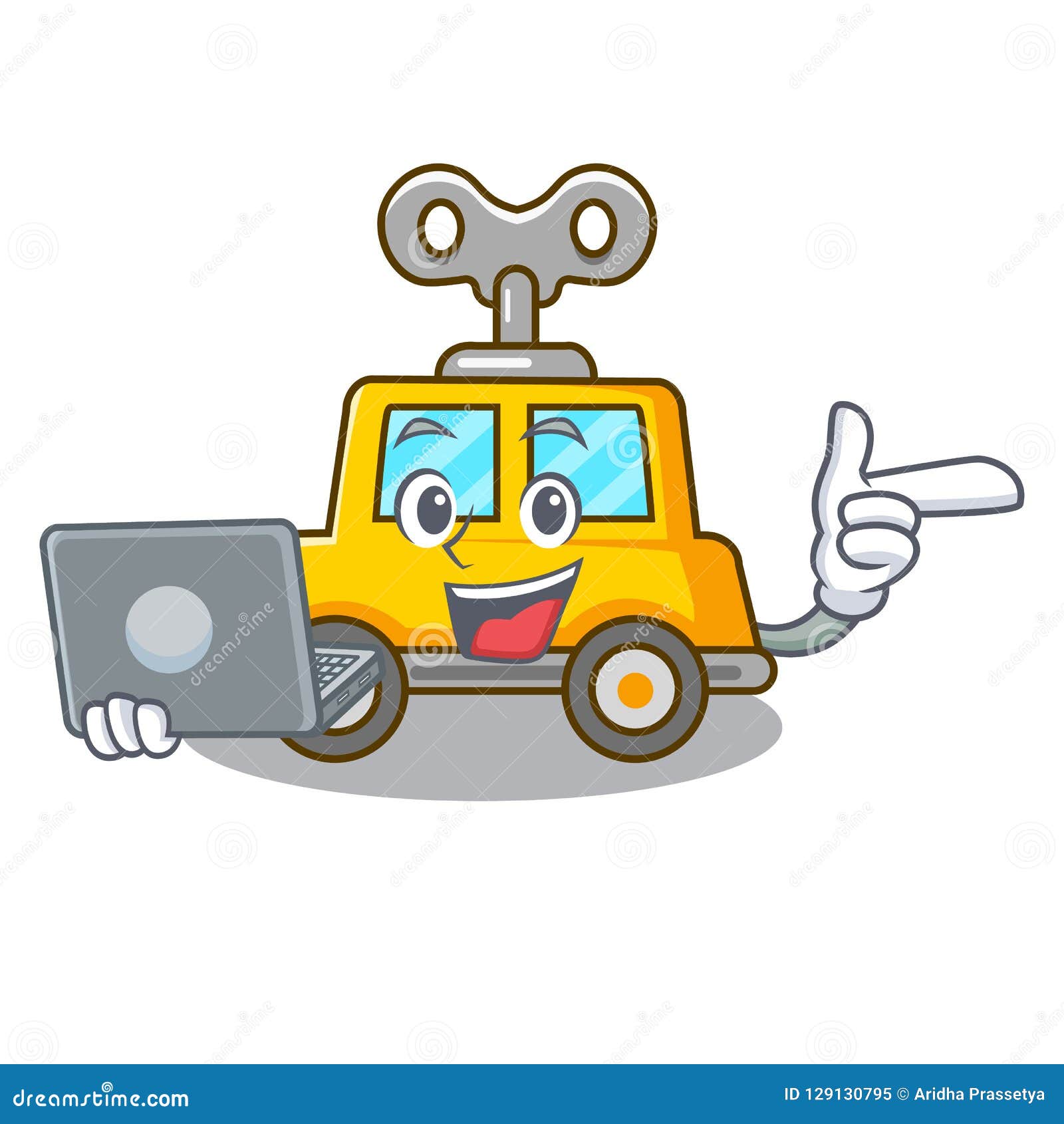 With Laptop Character Clockwork Car for Toy Children Stock Vector ...