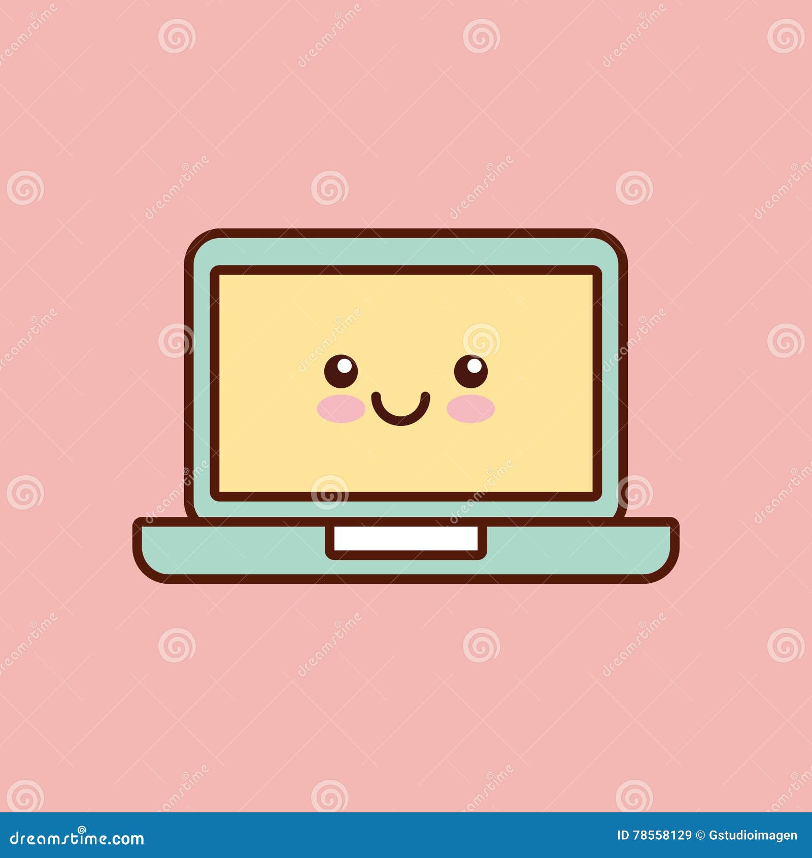 Laptop Character Kawaii Style Stock Illustration - Illustration of ...