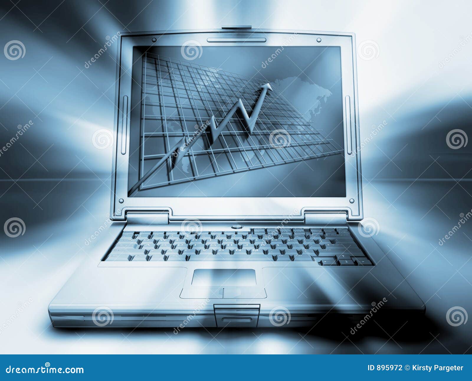 Laptop with chart stock illustration. Illustration of keys - 895972