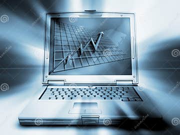 Laptop with chart stock illustration. Illustration of keys - 895972