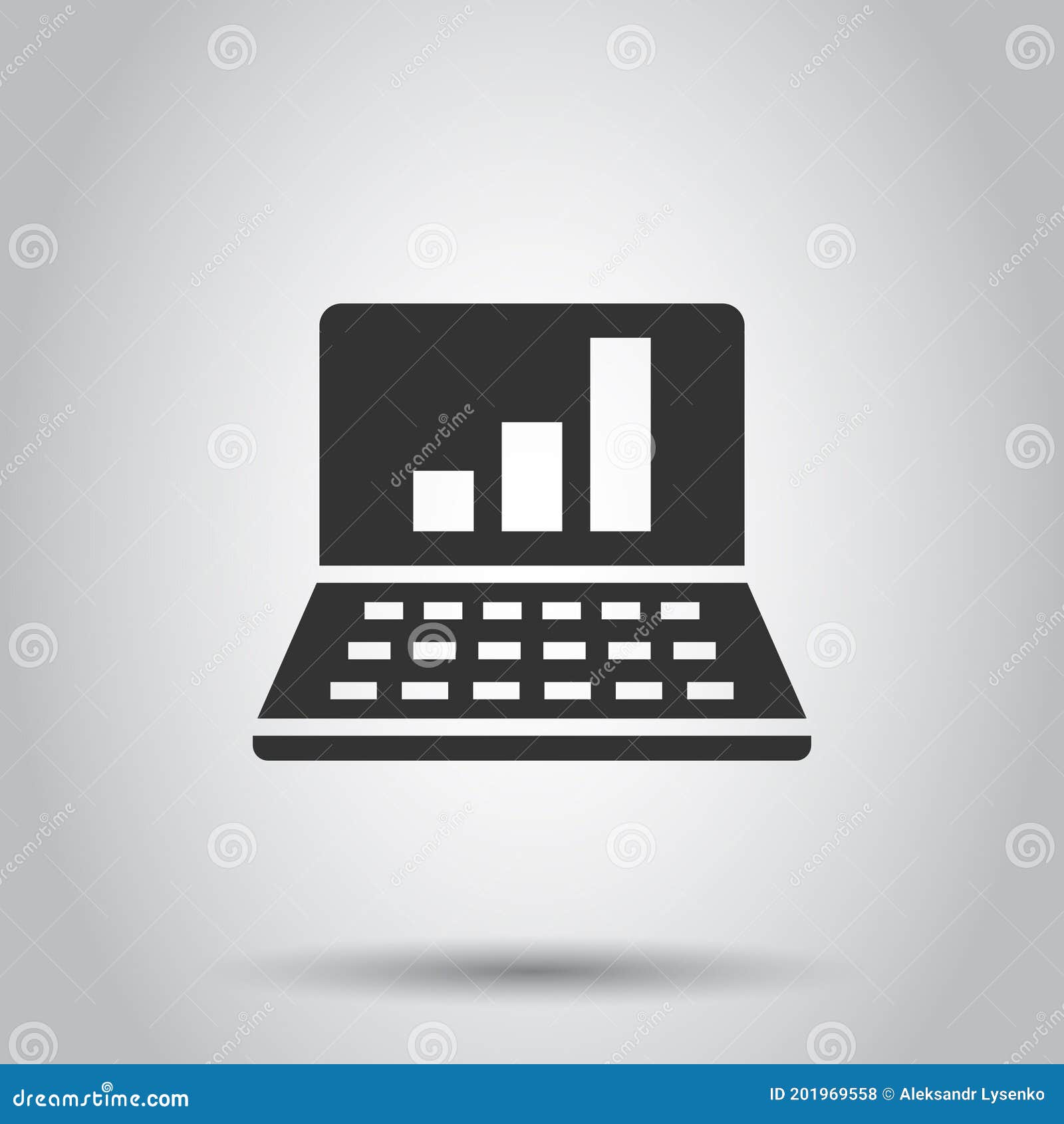 Laptop Chart Icon in Flat Style. SEO Data Vector Illustration on White ...