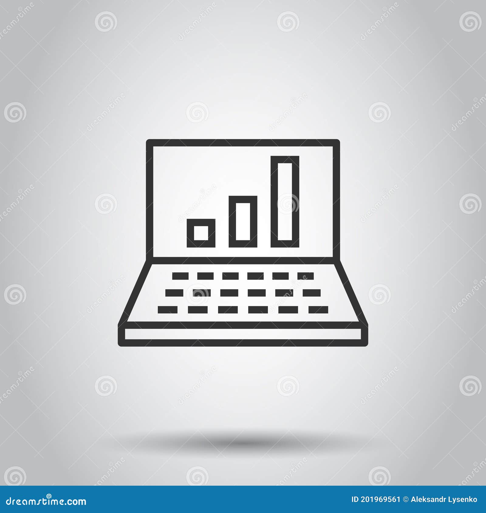 Laptop Chart Icon in Flat Style. SEO Data Vector Illustration on White ...