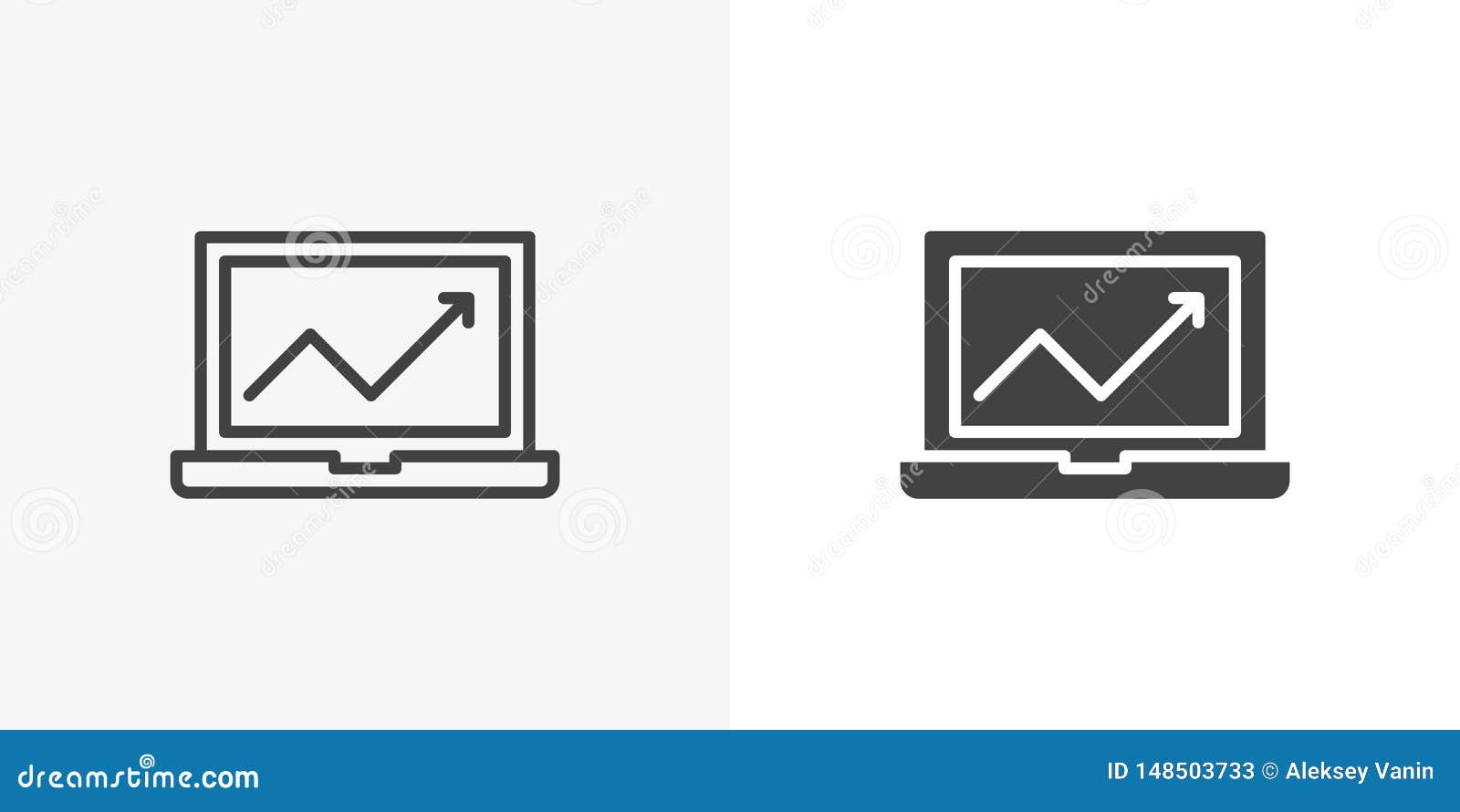 Laptop with chart icon stock vector. Illustration of financial - 148503733