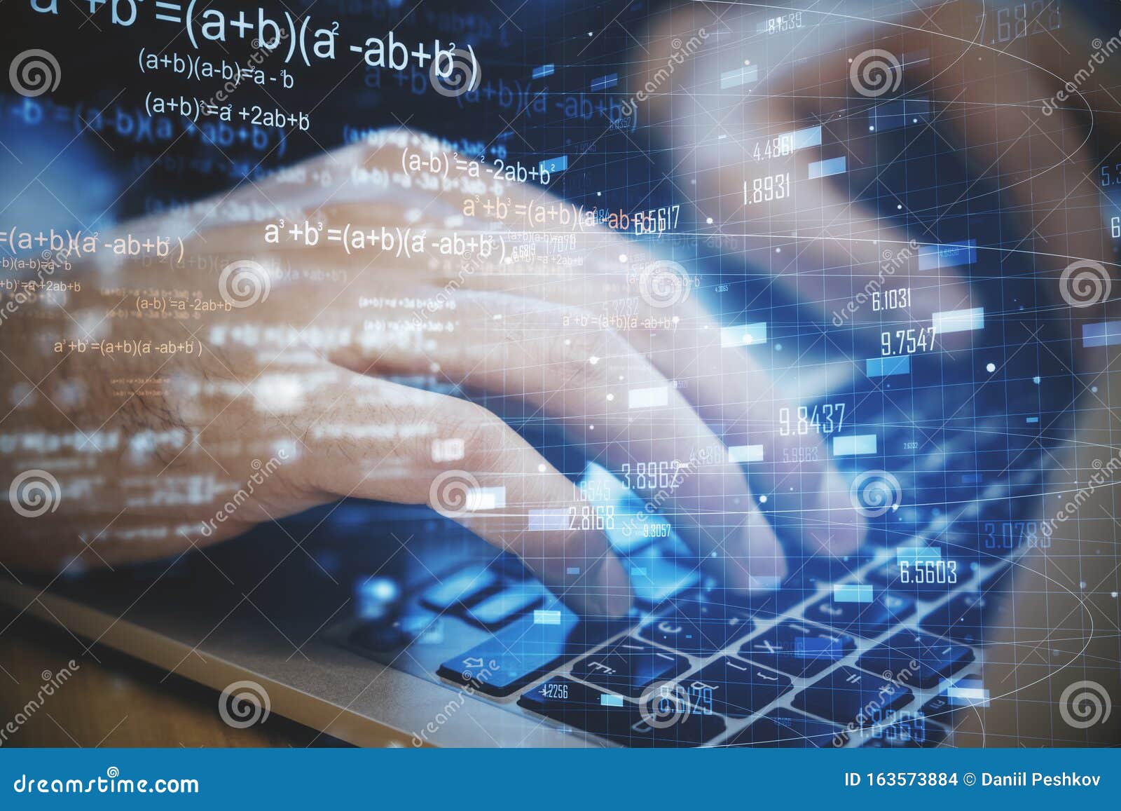 Laptop With Chart And Mathematical Formulas Stock Photo | CartoonDealer ...