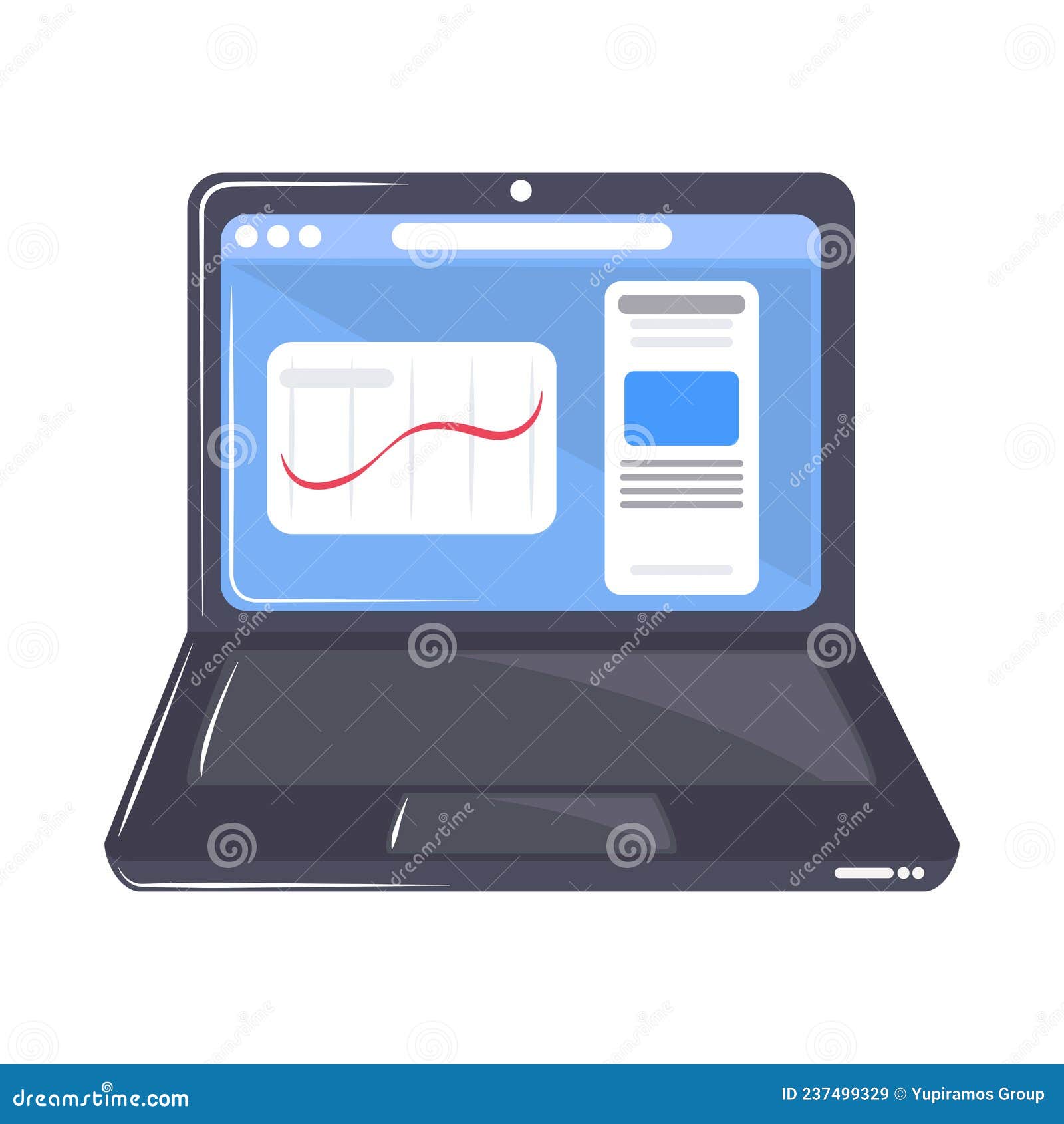 Laptop chart on screen stock vector. Illustration of work - 237499329