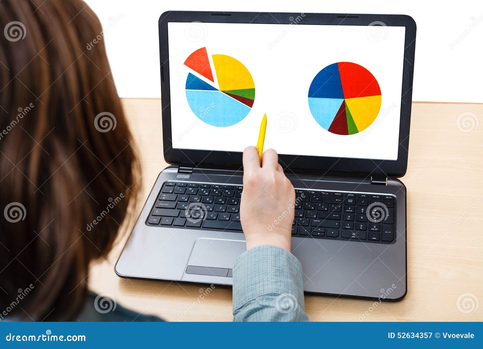 Laptop With Chart On Screen On Office Table Royalty-Free Stock ...