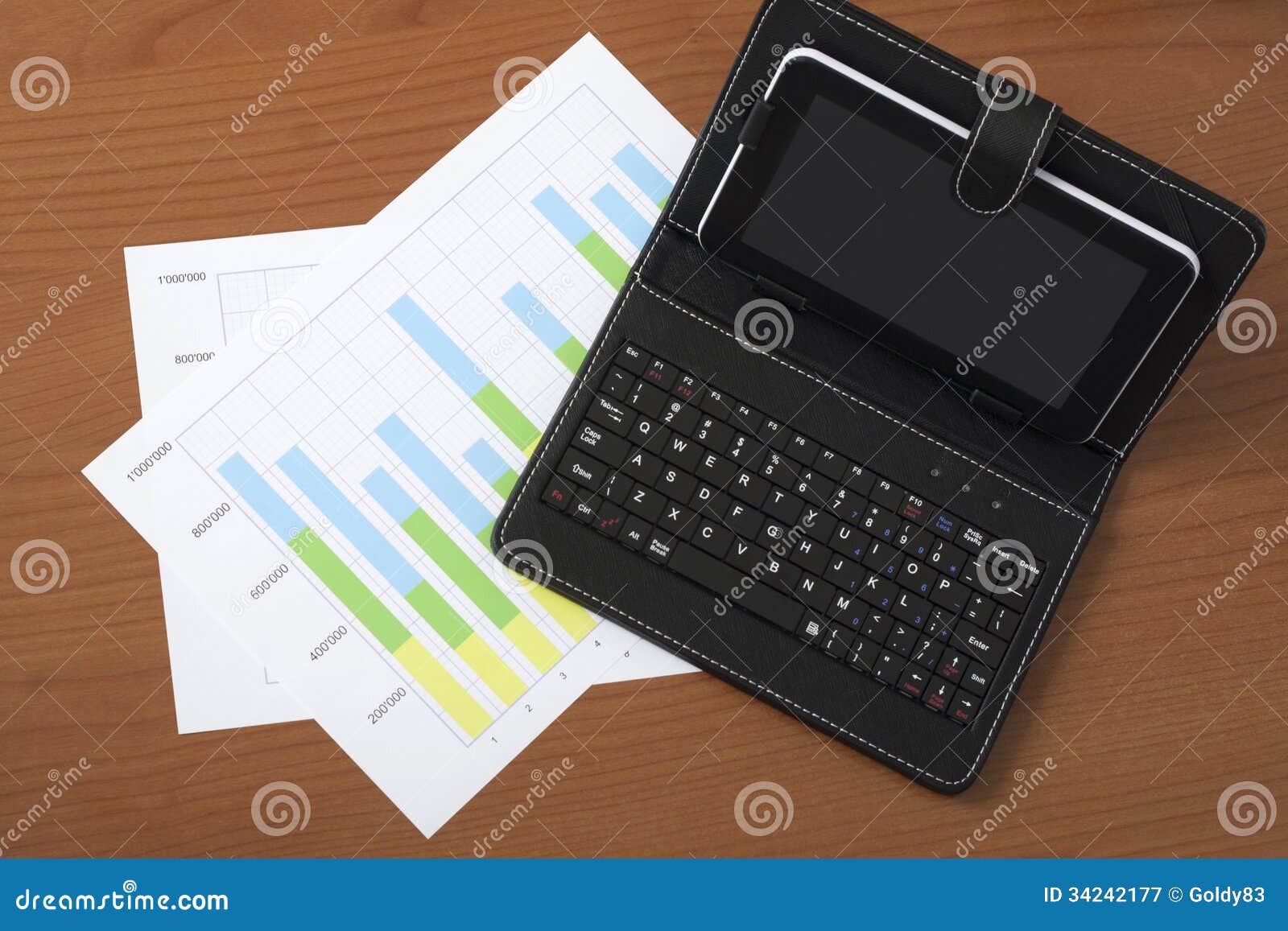 Laptop & chart stock image. Image of digital, desk - 34242177