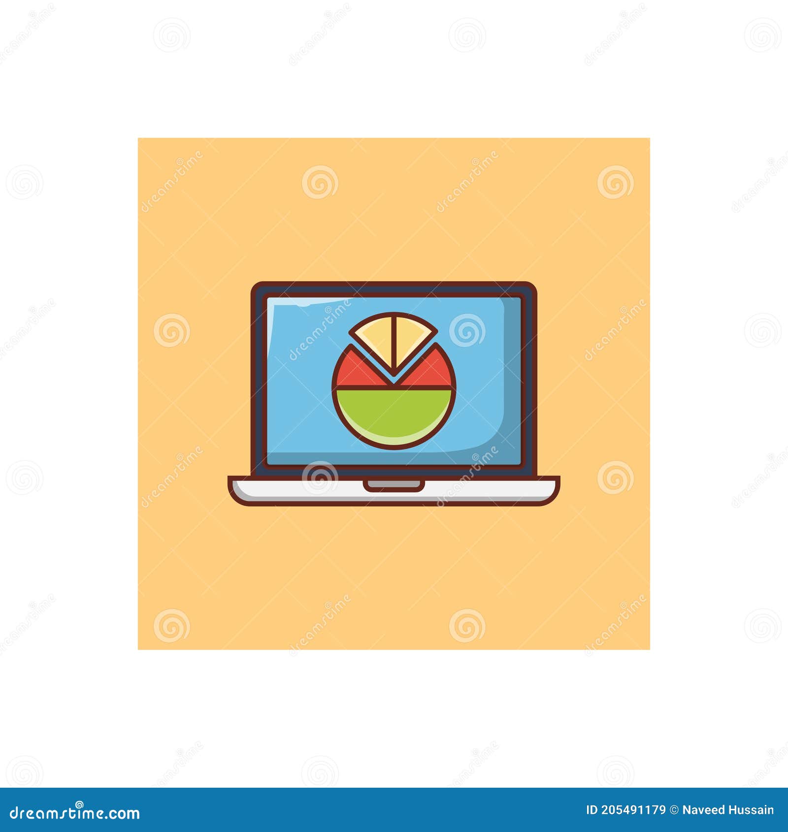 Laptop Chart Vector Flat Colour Icon Stock Vector - Illustration of ...
