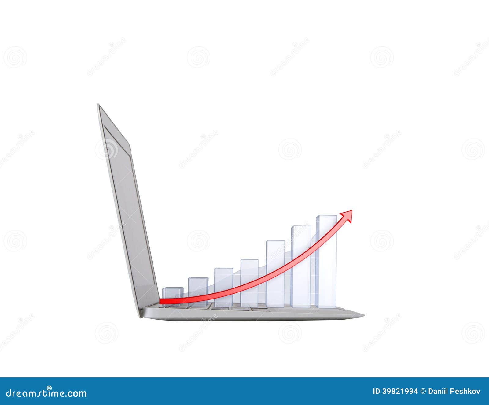 Laptop with chart stock illustration. Illustration of concept - 39821994