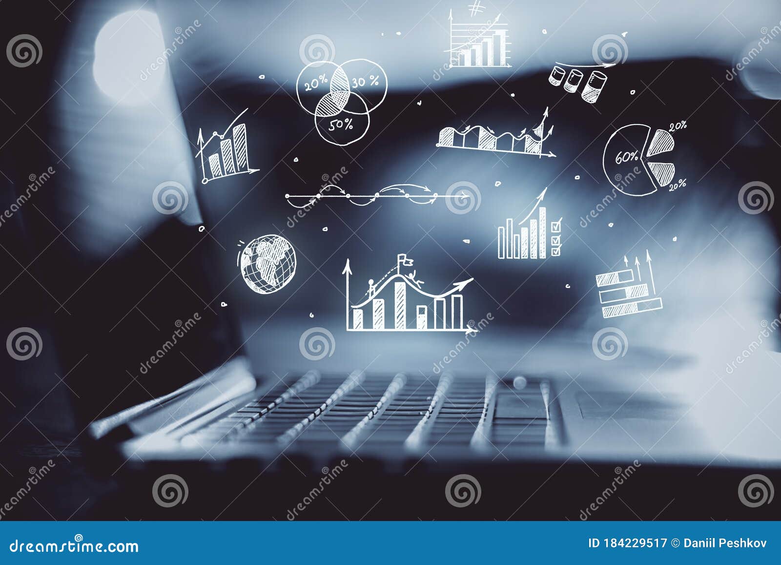 Laptop with Charts and Graphs Stock Image - Image of analysis ...