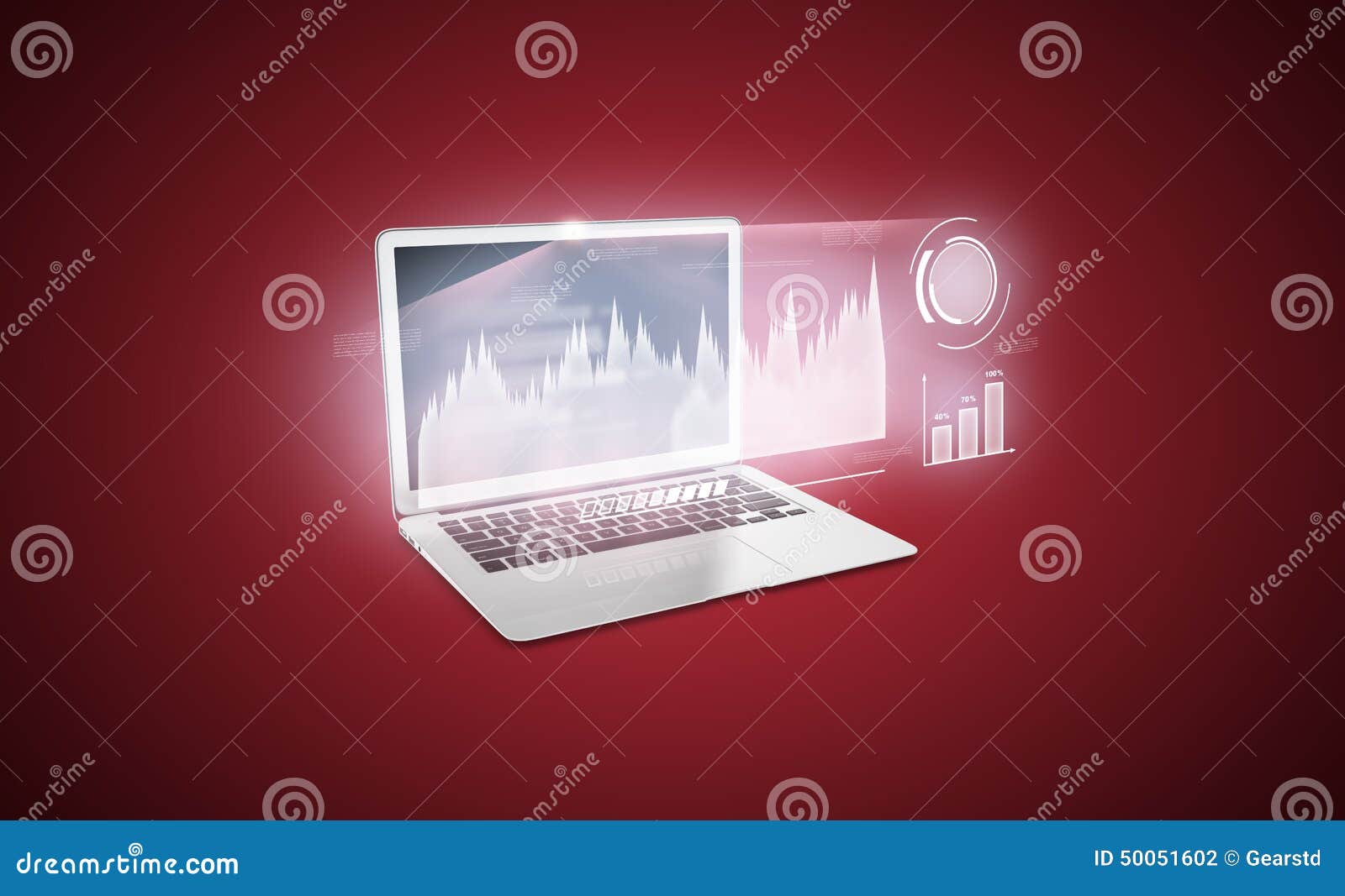 Laptop with Charts and Graphs Stock Photo - Image of application ...