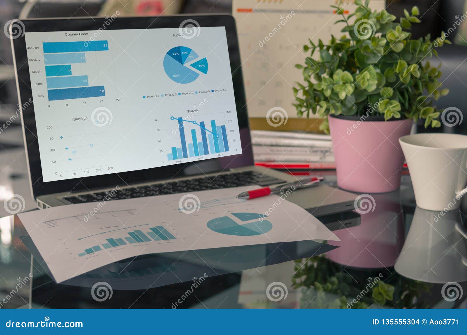 Laptop with Charts and Graphs Stock Photo - Image of graph, market ...