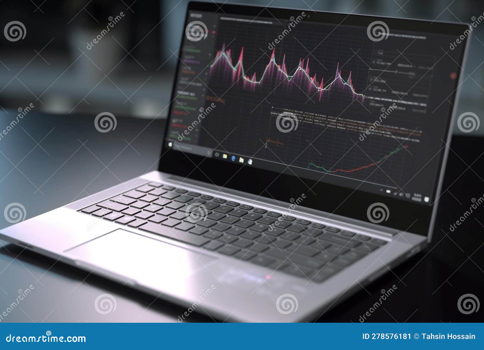 Laptop with Charts and Graphs on Screen, AI Generative Stock ...