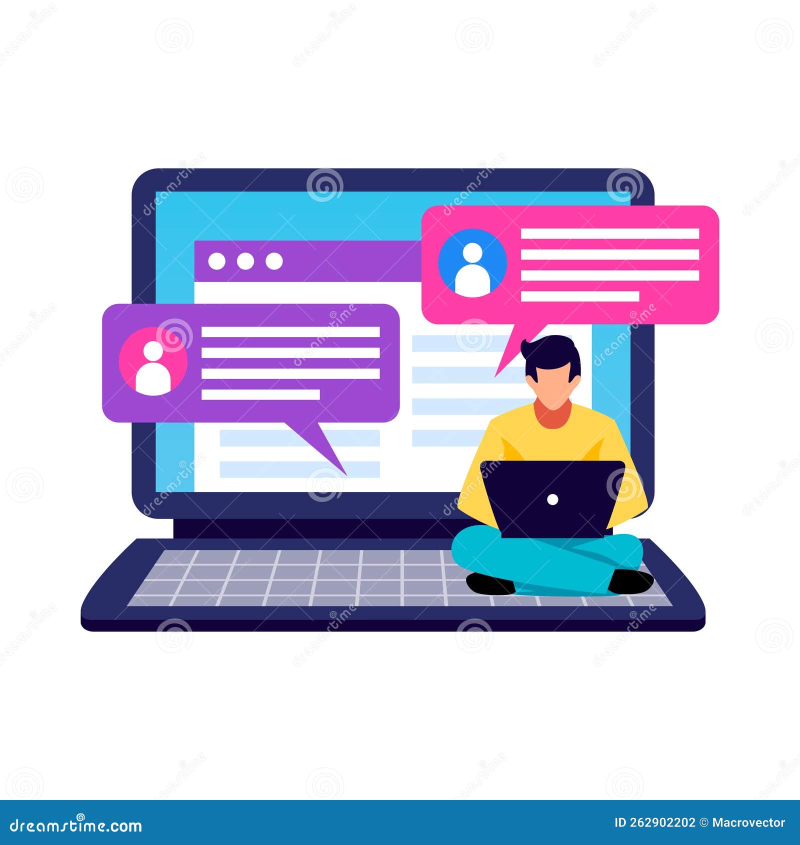 Laptop Chat Bubbles Composition Stock Vector - Illustration of phone ...