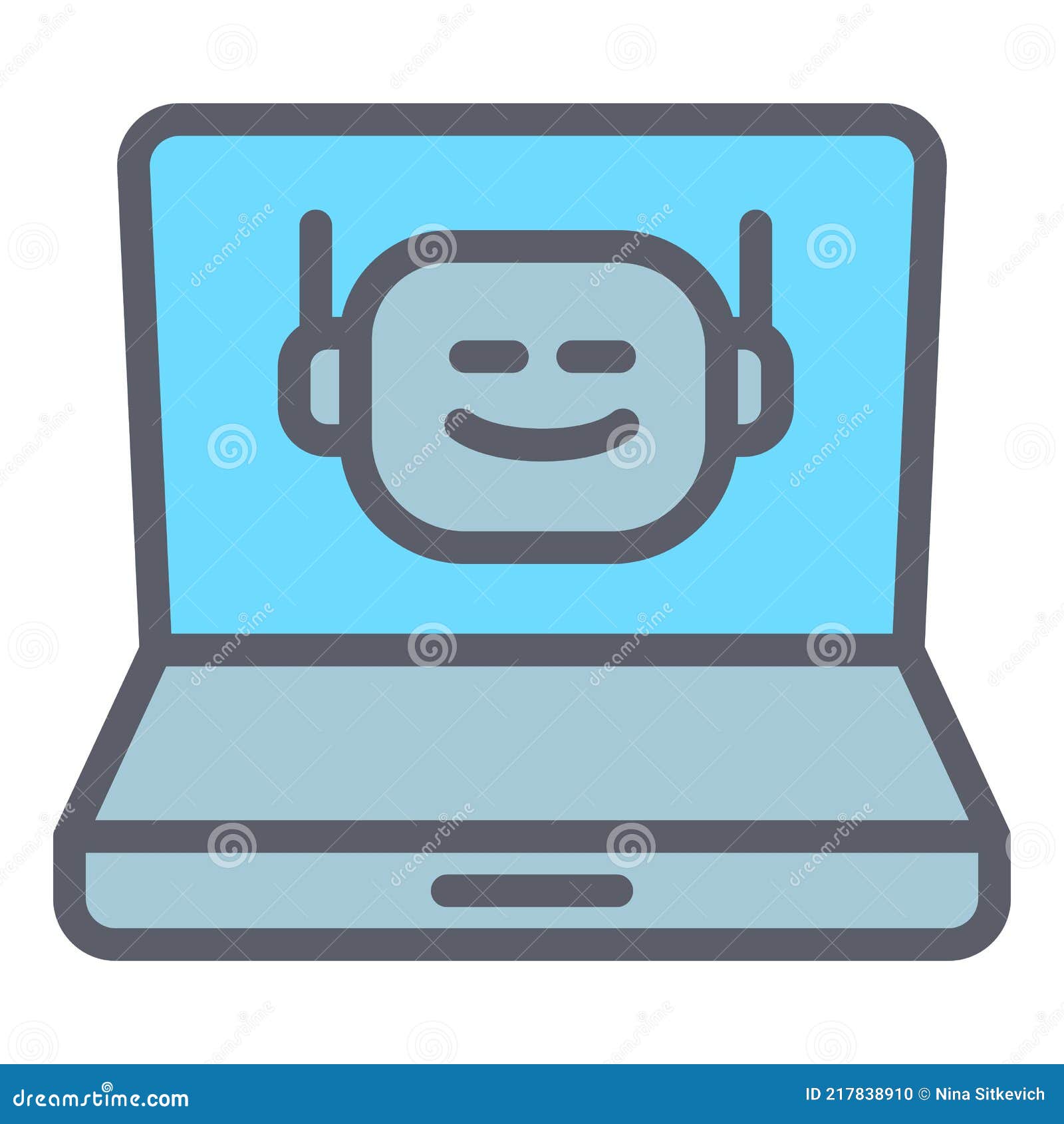 Laptop Chatbot Icon, Outline Style Stock Vector - Illustration of ...