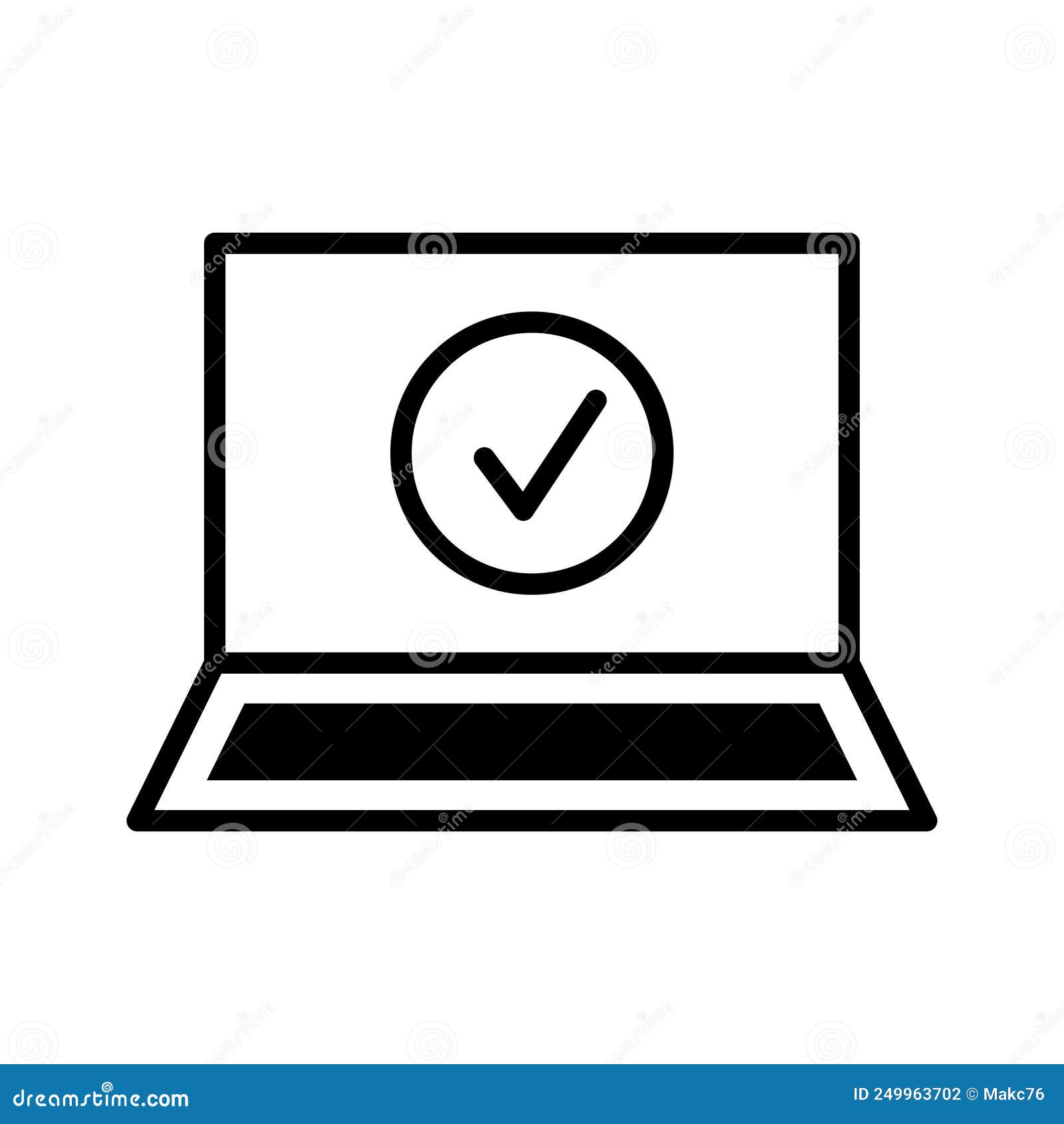 Laptop Check Mark Icon. Concept Of Okay System Update Process Vector ...