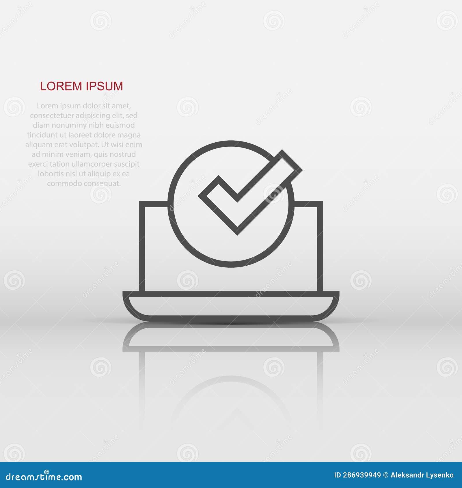 Laptop Check Mark Icon In Flat Style Computer Approval Vector