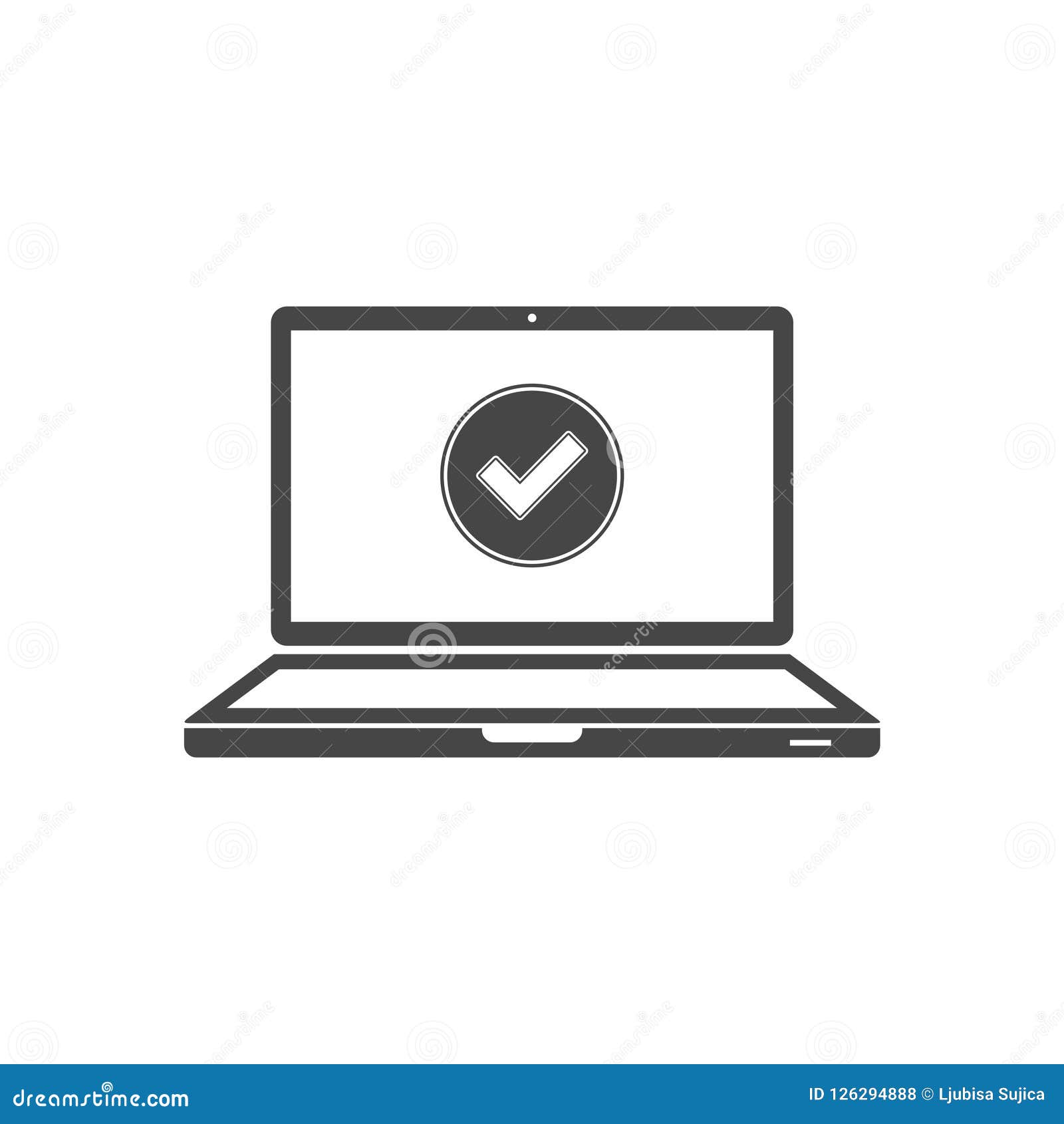 Laptop and Check Mark, Simple Vector Icon Stock Vector - Illustration ...