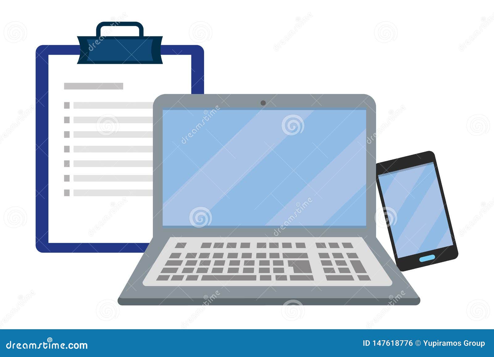 Laptop With Checklist Window In A Flat Design. Mockup Of Checklist For ...
