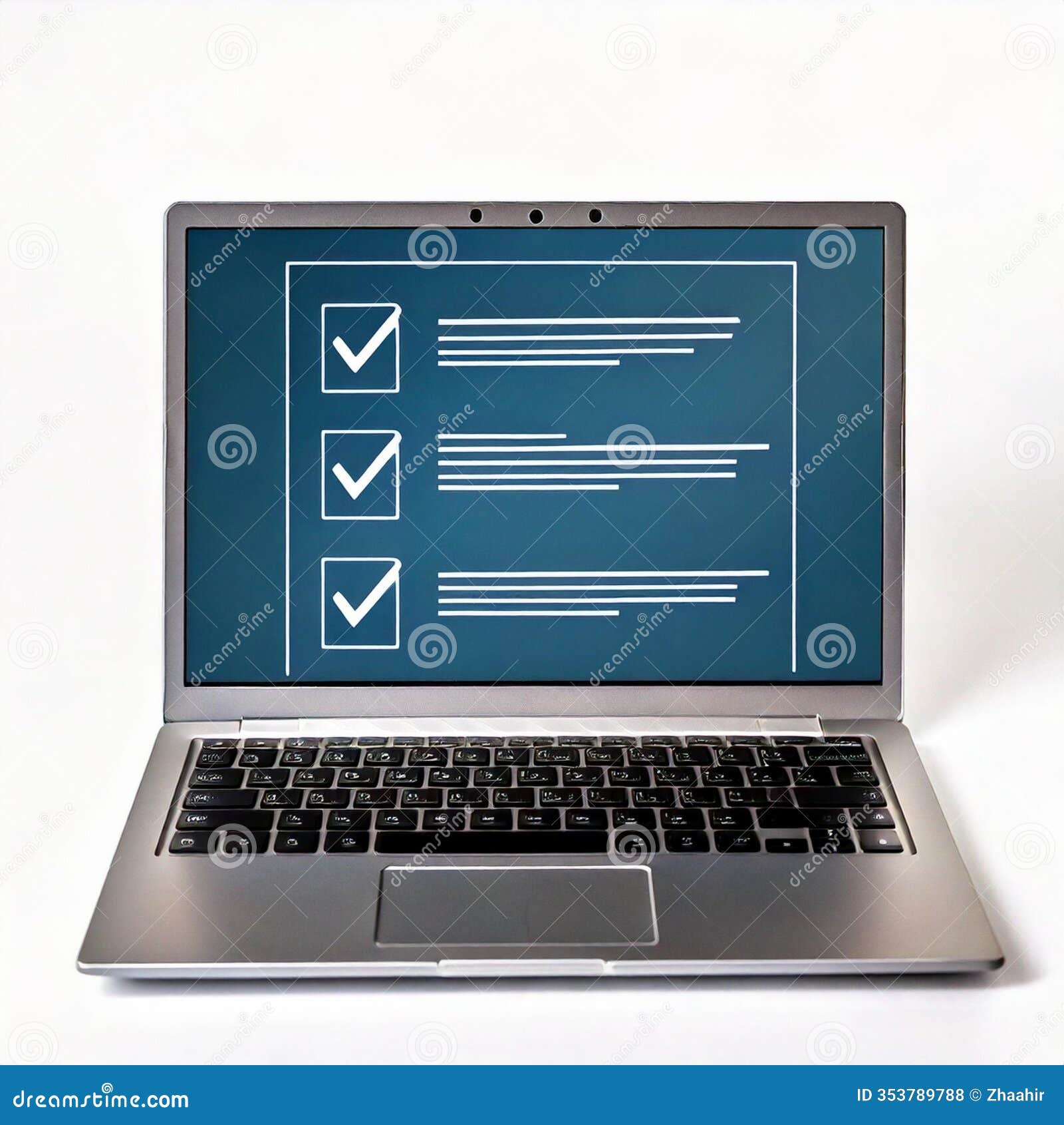 Laptop with Checklist Marks on the Screen Stock Illustration ...