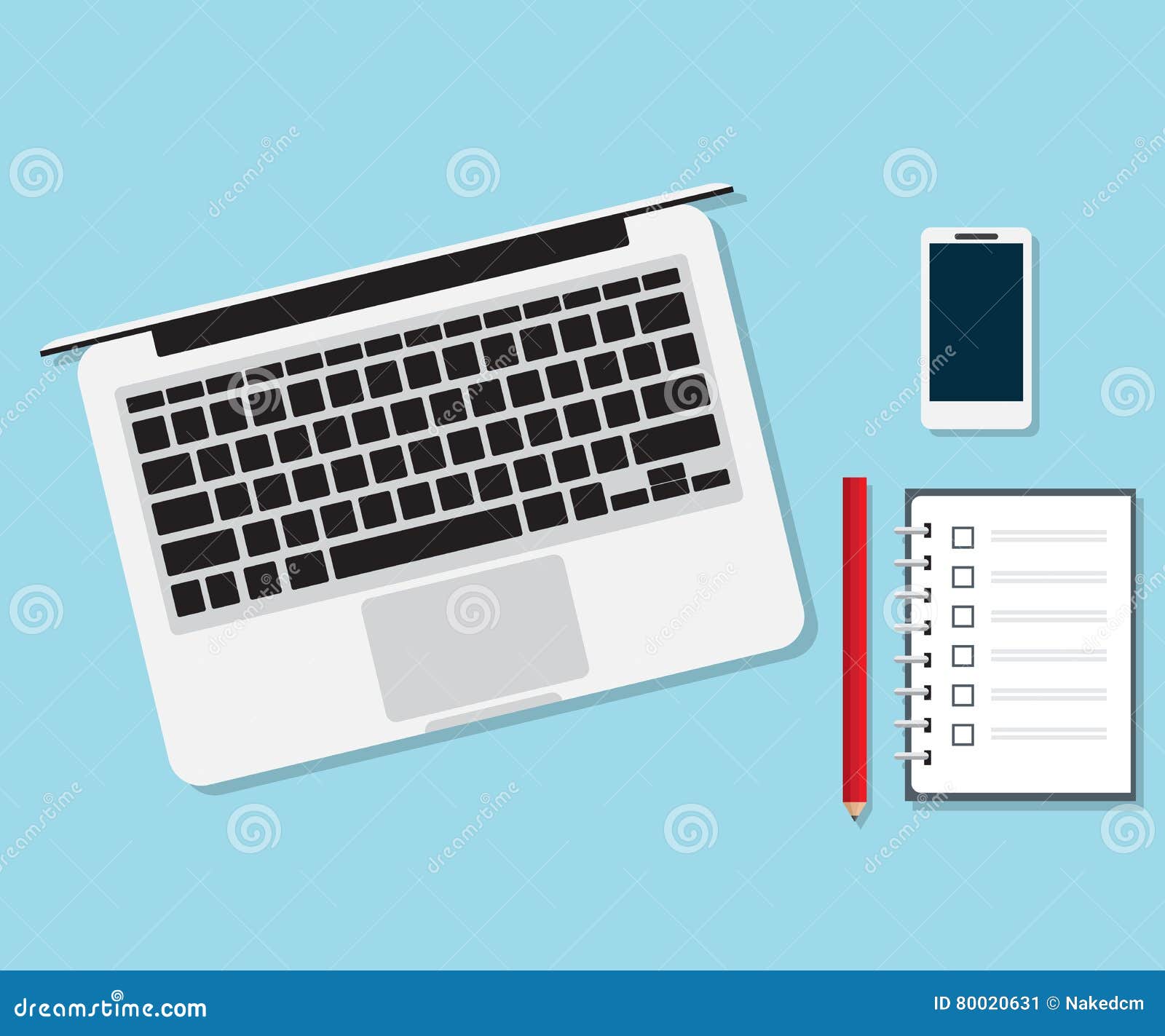 Laptop With Checklist With Check Mark. Ticks In The Circle On The ...