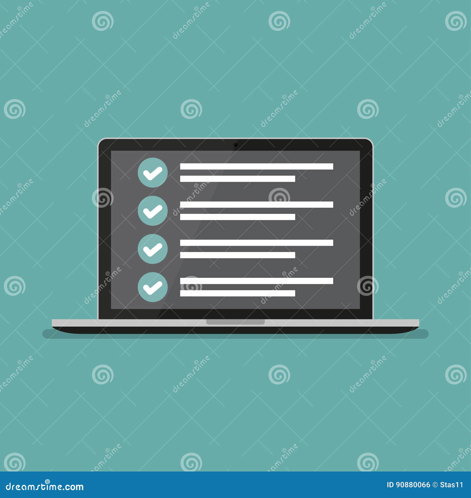 Laptop with Checklist on the Screen in a Flat Design Stock Vector ...