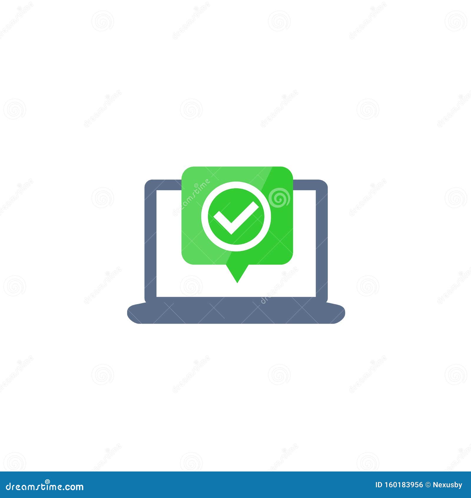 Laptop with Checkmark, Accept Notification Icon Stock Vector ...