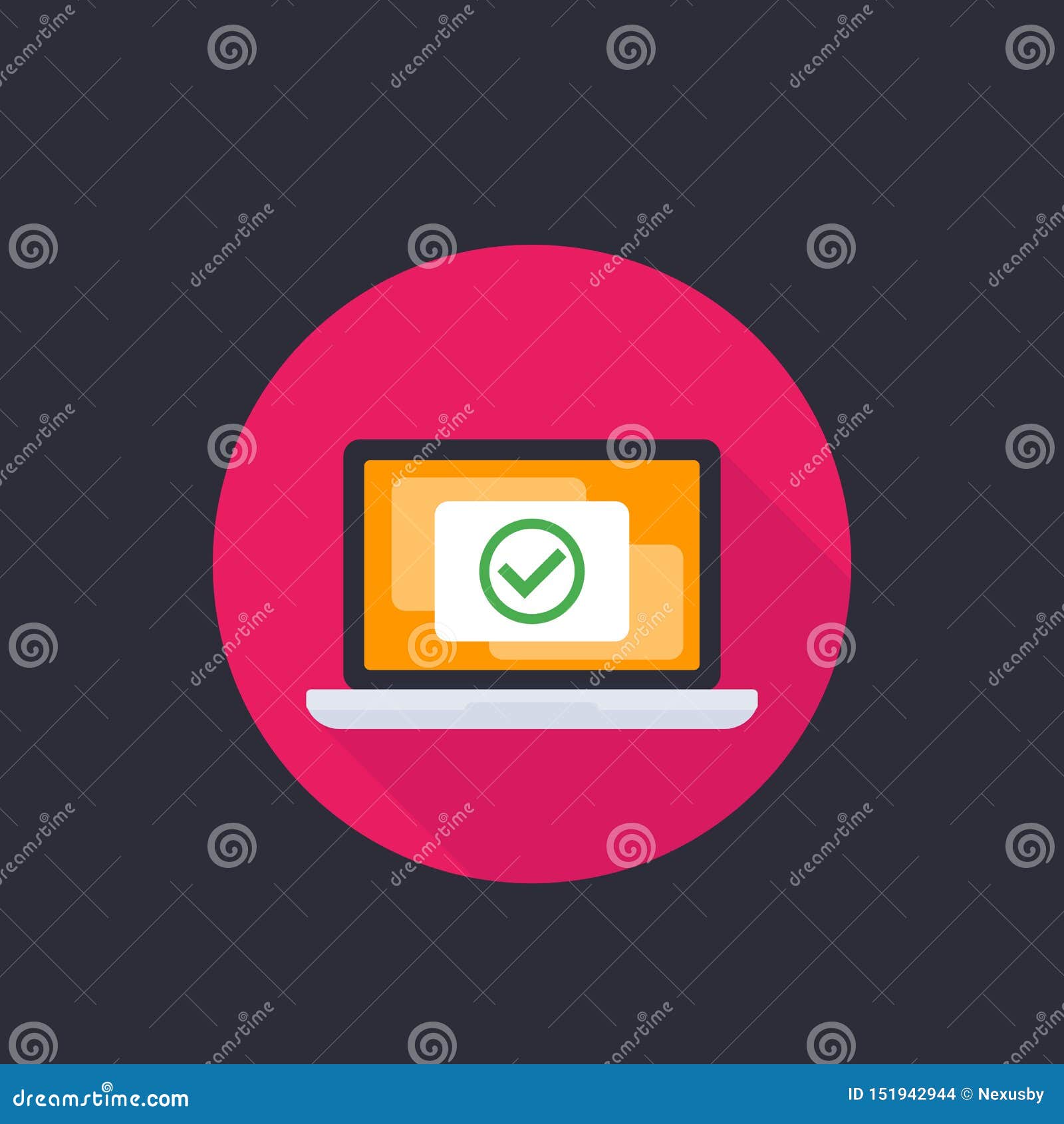 Laptop with Checkmark, Accept Notification Icon Stock Vector ...