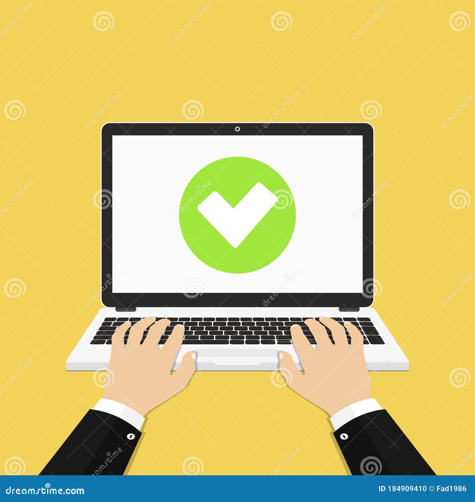 Laptop With Checkmark Or Tick Notification In Bubble Vector ...