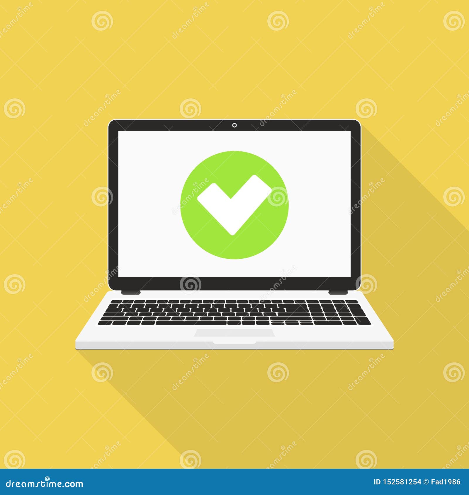 Laptop With Checkmark Or Tick Notification In Bubble Vector ...