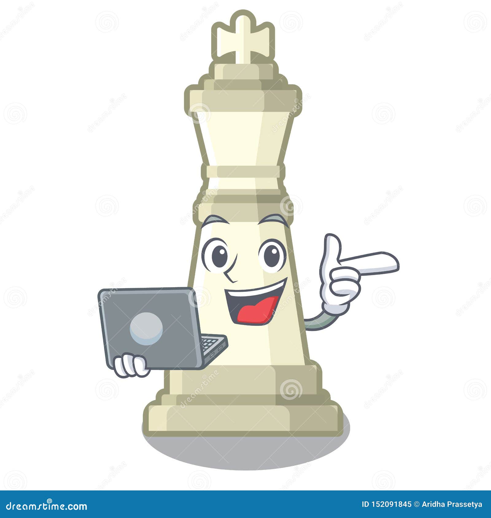 With Laptop Chess King Isolated in the Character Stock Vector ...
