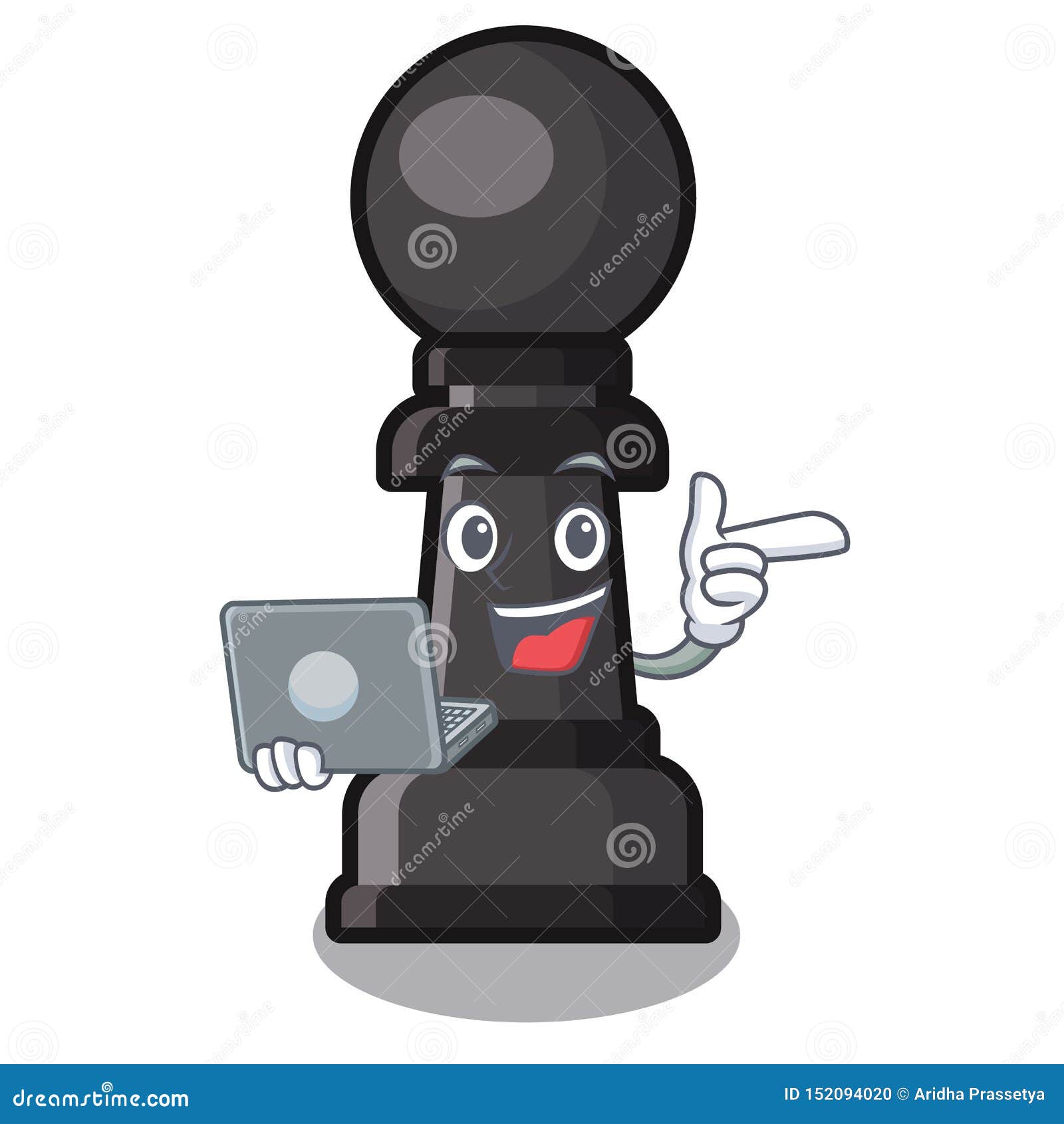 With Laptop Chess Pawn Isolated with the Cartoon Stock Vector ...