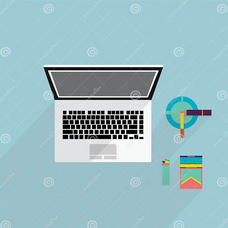 Laptop Cigarette Lighter Ashtray Illustrations Stock Vector ...